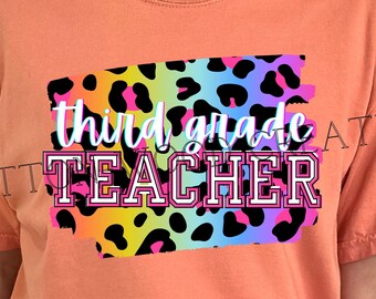 Teacher Design - Second Grade Leopard Print - Lisa Frank Inspired - PNG ...