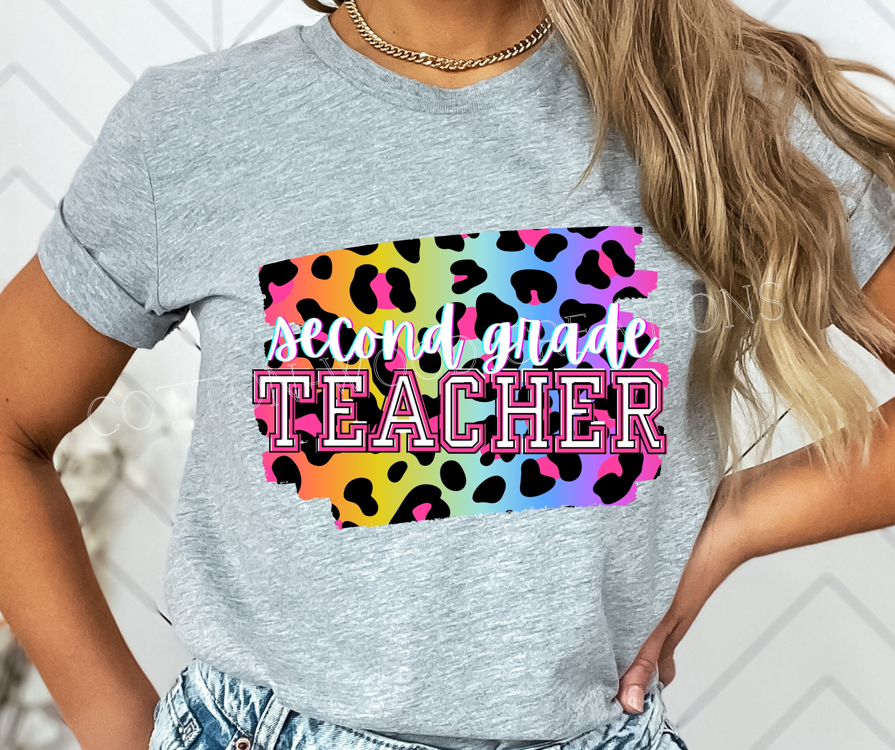 Teacher Design - Second Grade Leopard Print - Lisa Frank Inspired - PNG ...