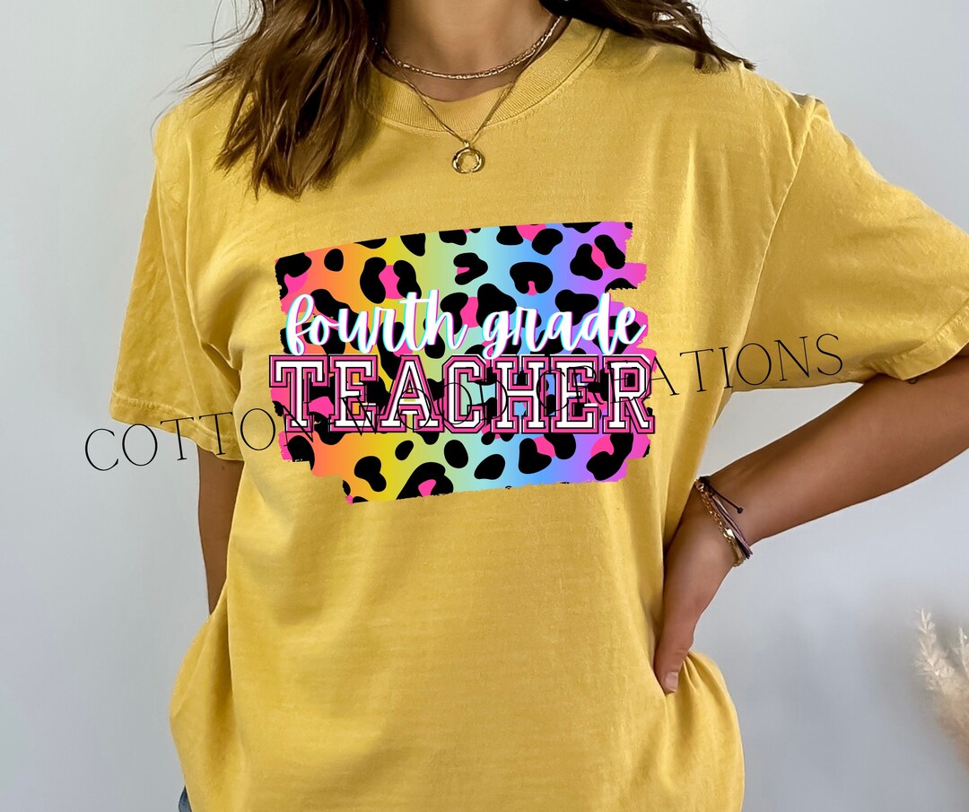 Teacher Design - Fourth Grade Leopard Print - Lisa Frank Inspired - PNG ...