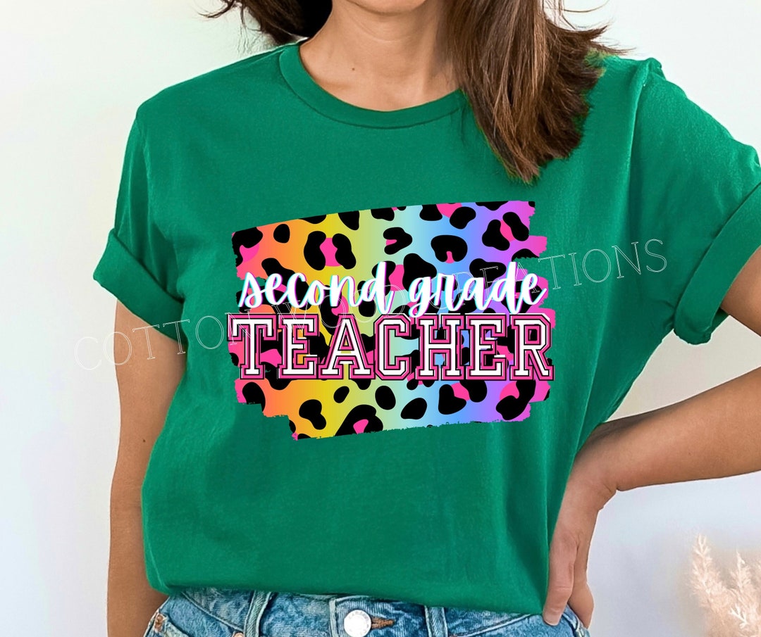 Teacher Design - Second Grade Leopard Print - Lisa Frank Inspired - PNG ...
