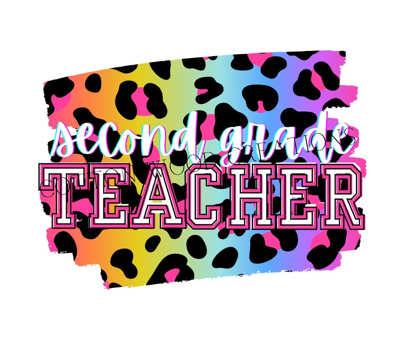 Teacher Design - Second Grade Leopard Print - Lisa Frank Inspired - PNG ...