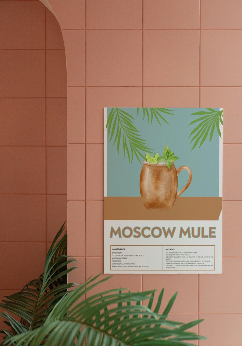 Moscow Mule Drink Print PDF, Vodka Poster, Drink Prints, Classic ...