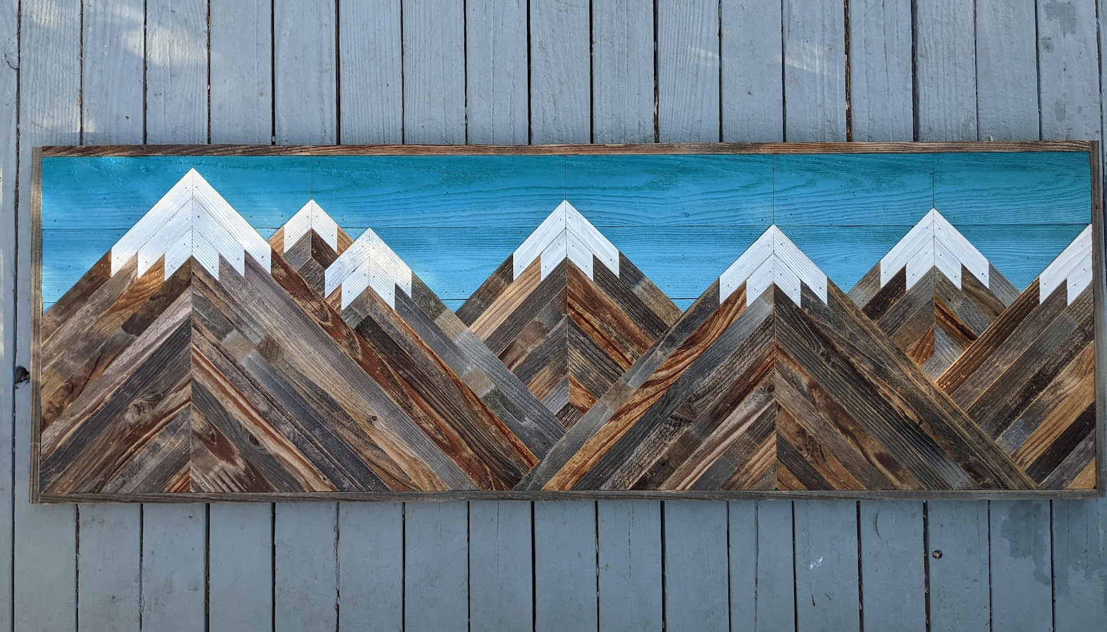Rustic Mountain Wood Wall Art Panoramic With Asymmetrical Layout and ...