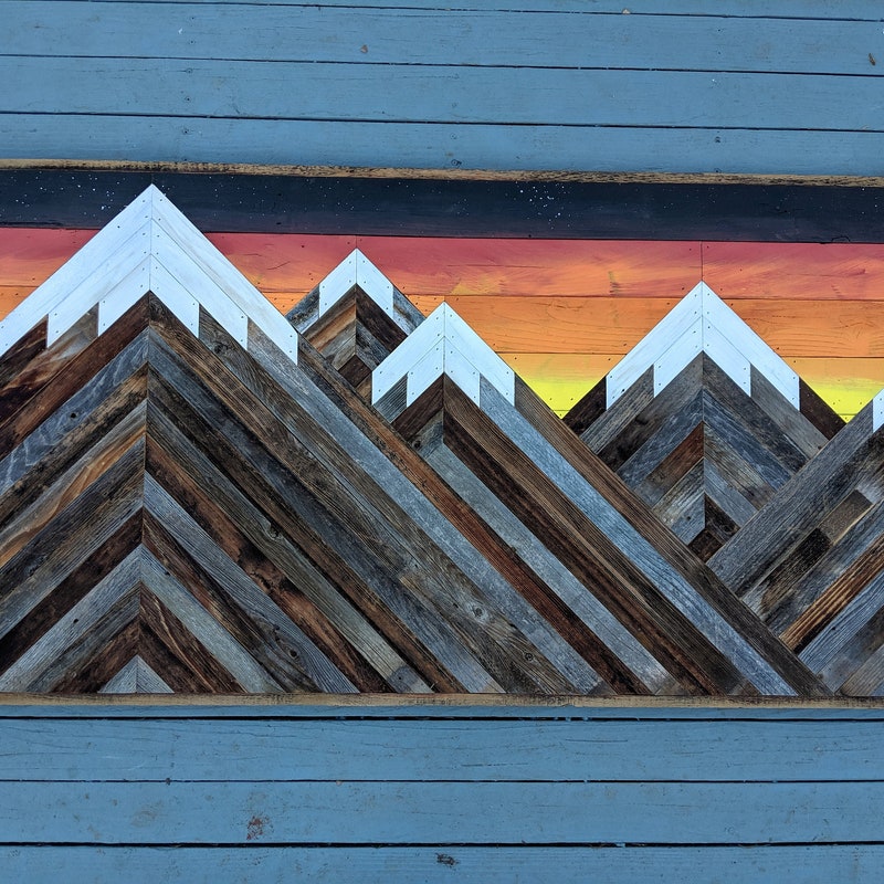 Wood Mountain Art Sunset - Etsy