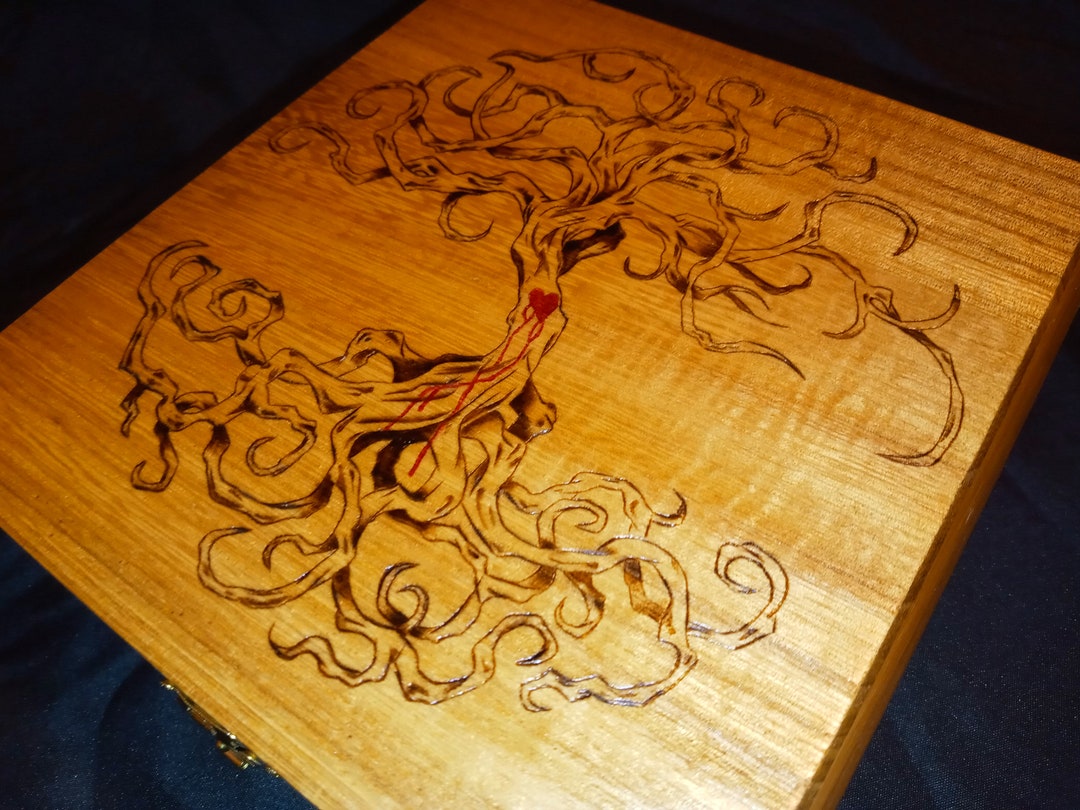 Bleeding Heart Tree of Life Box Keepsake Handmade Wood Wooden ...