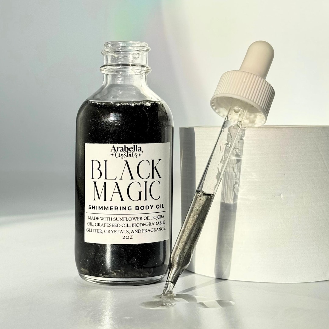 Black Magic Shimmer Oil: Crystal Infused Hydrating Body Oil - Etsy