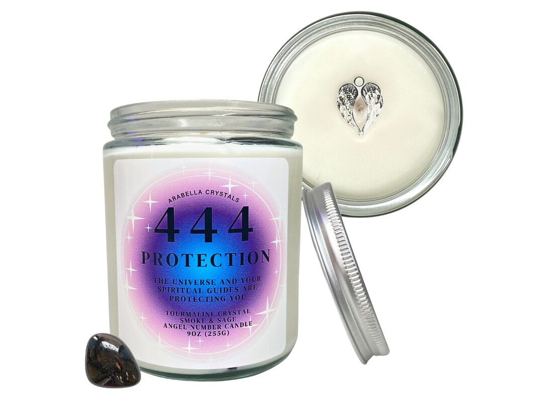 444 Protection Angel Number Crystal Candle for Manifestation ...
