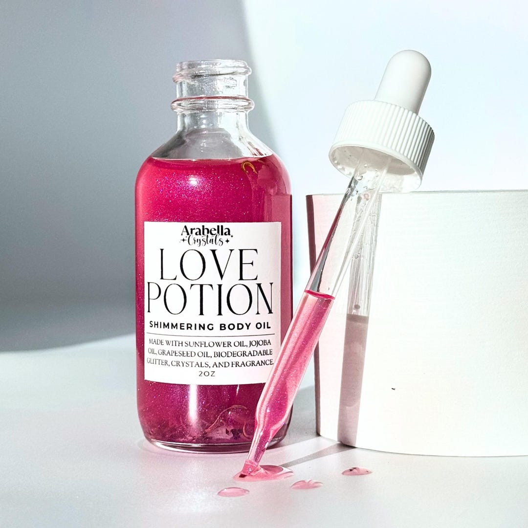 Love Potion Shimmer Oil: Crystal Infused Body Oil With Rose Quartz - Etsy