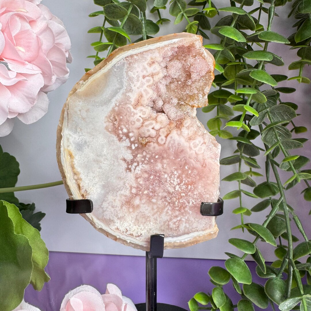 RARE Flower Agate Amethyst Geode Crystal With Custom Fitted Stand - Etsy