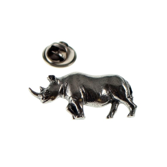 Rhino Pewter Lapel Pin | Etsy