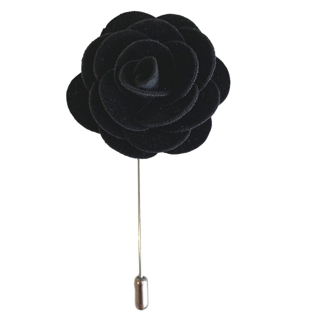 Black Velvet Flower/rose Lapel Pin / Corsage / Buttonhole / Boutonnière ...