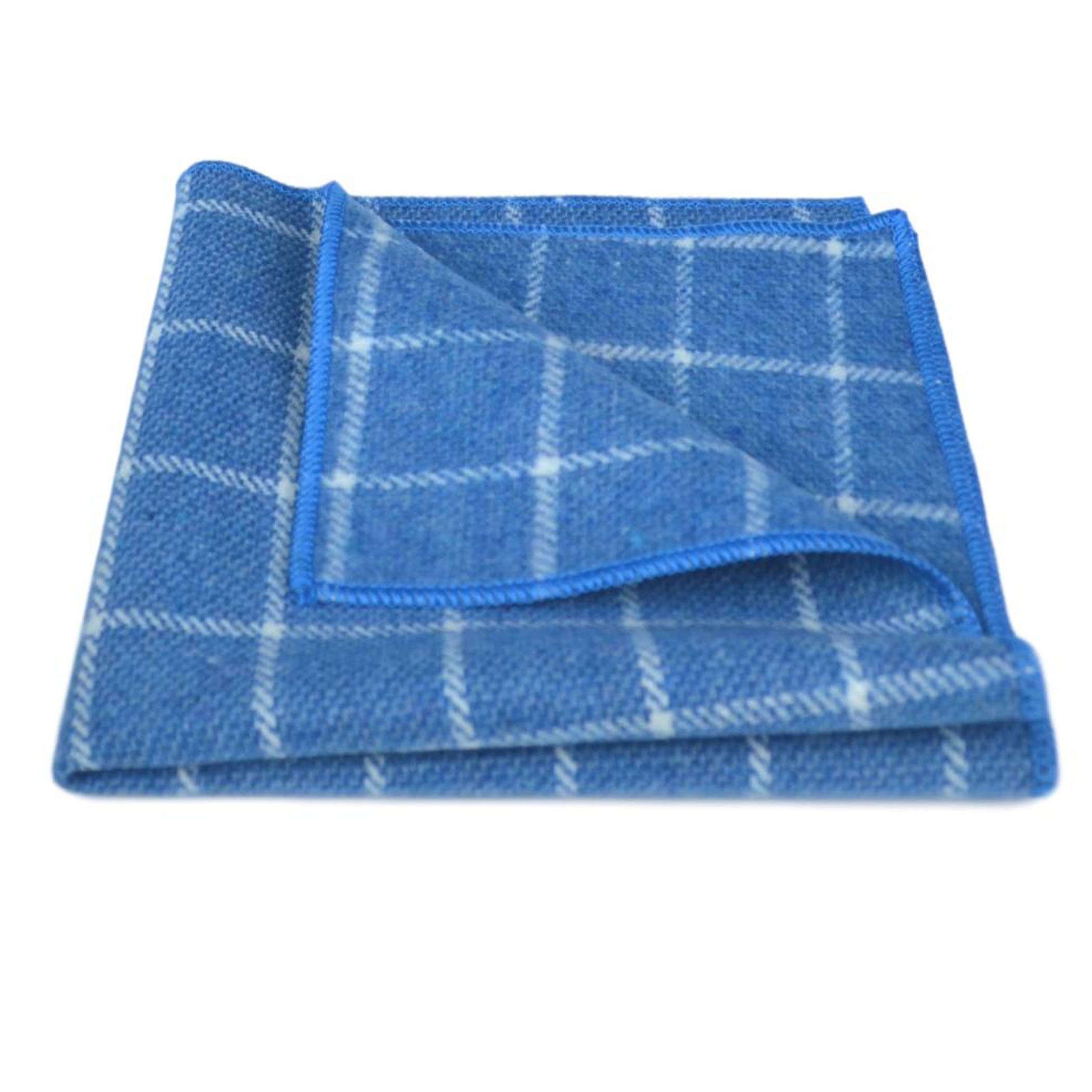 Azure Blue Birdseye Check Pocket Square / Handkerchief - Etsy España