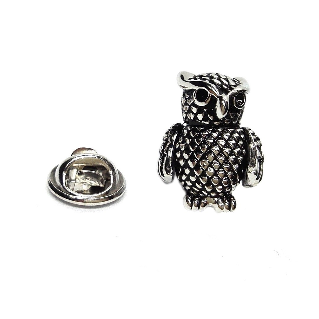 Owl Pewter Lapel Pin - Etsy