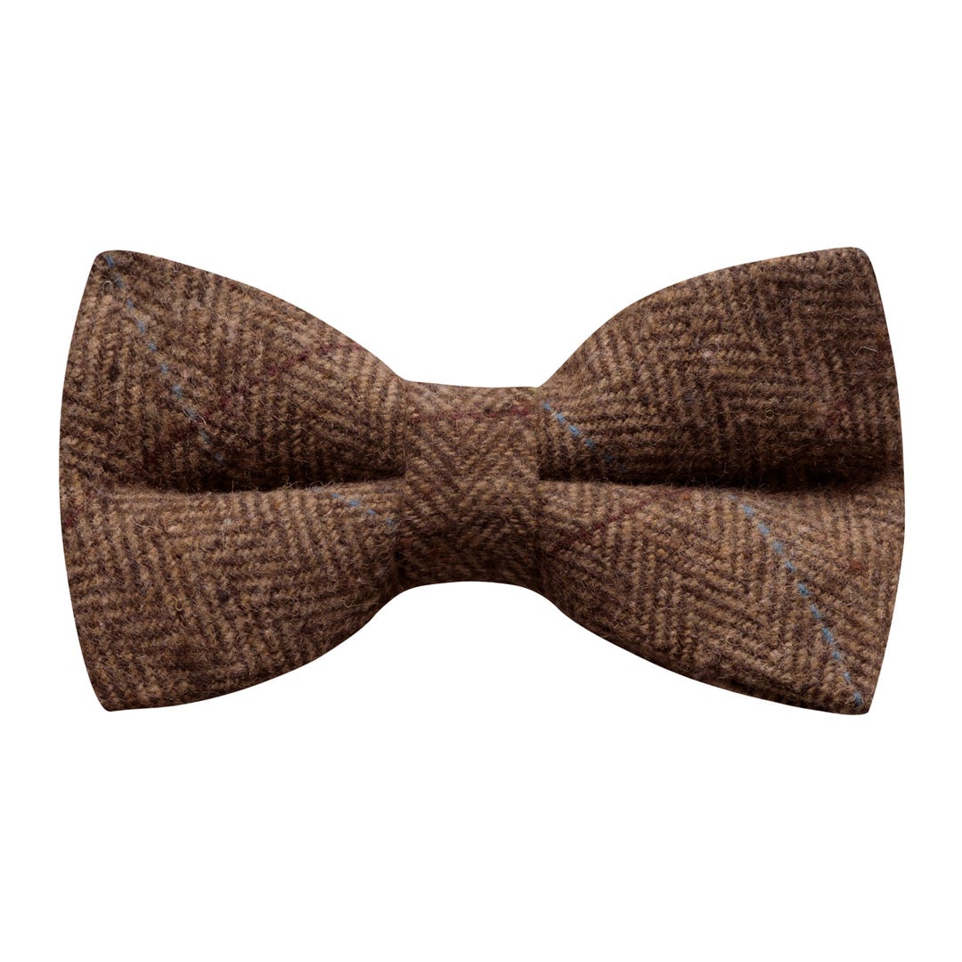 Luxury Herringbone Brown Tweed Bow Tie - Etsy