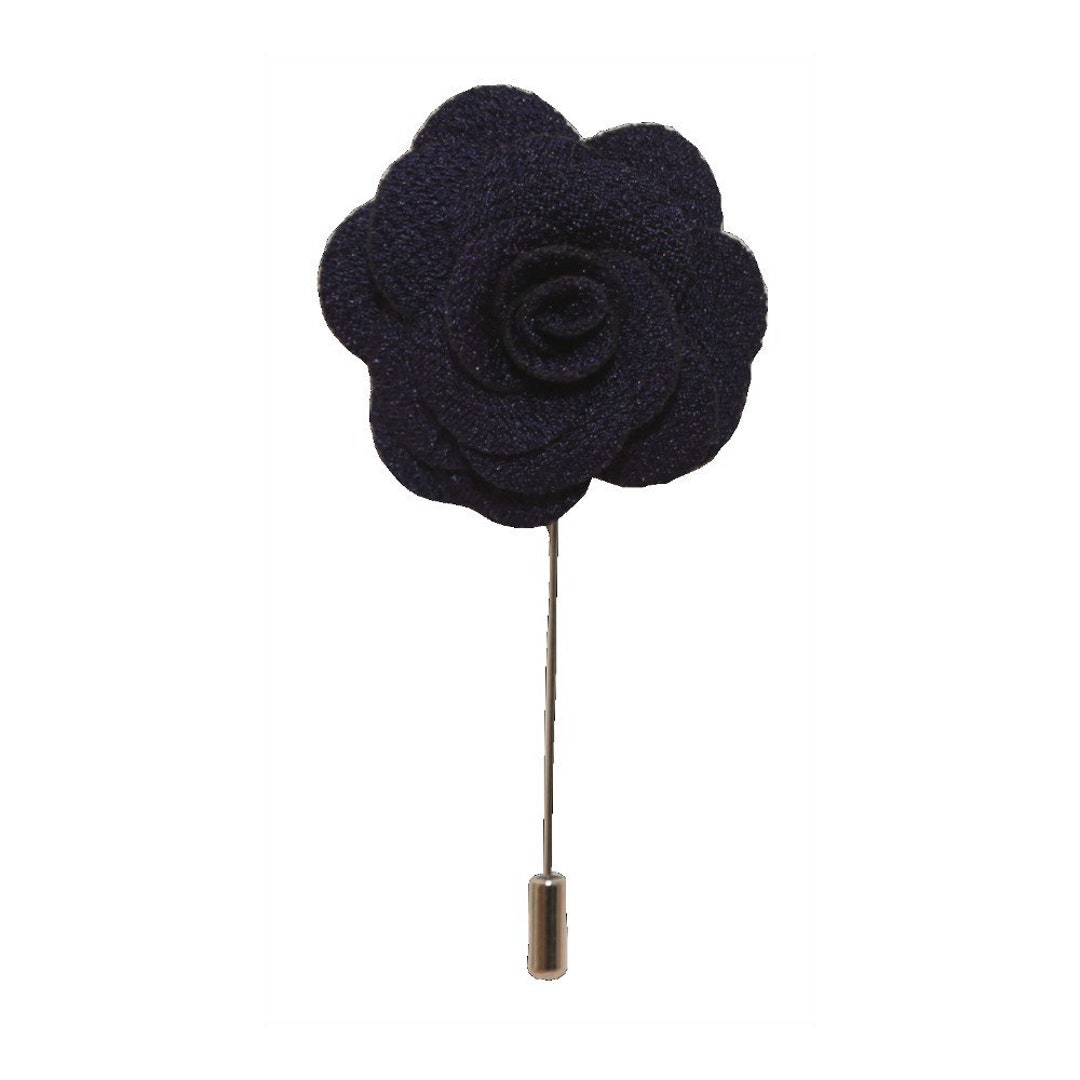 Navy Blue Handmade Flower/rose Lapel Pin - Etsy