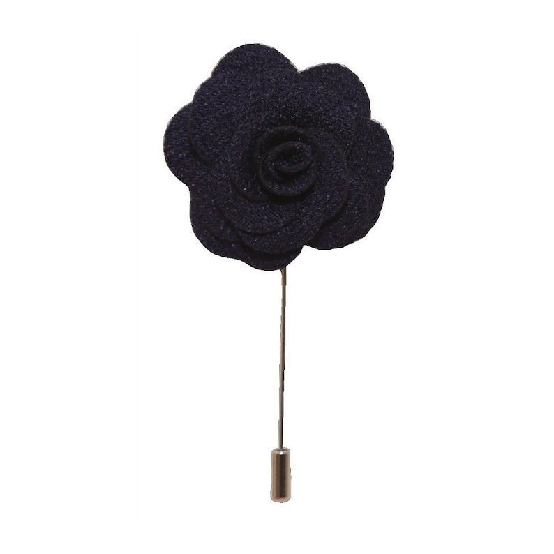 Navy Blue Handmade Flower/rose Lapel Pin - Etsy
