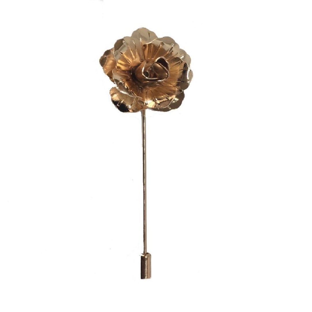Gold Metal Flower/rose Lapel Pin / Corsage / Buttonhole / Boutonnière ...