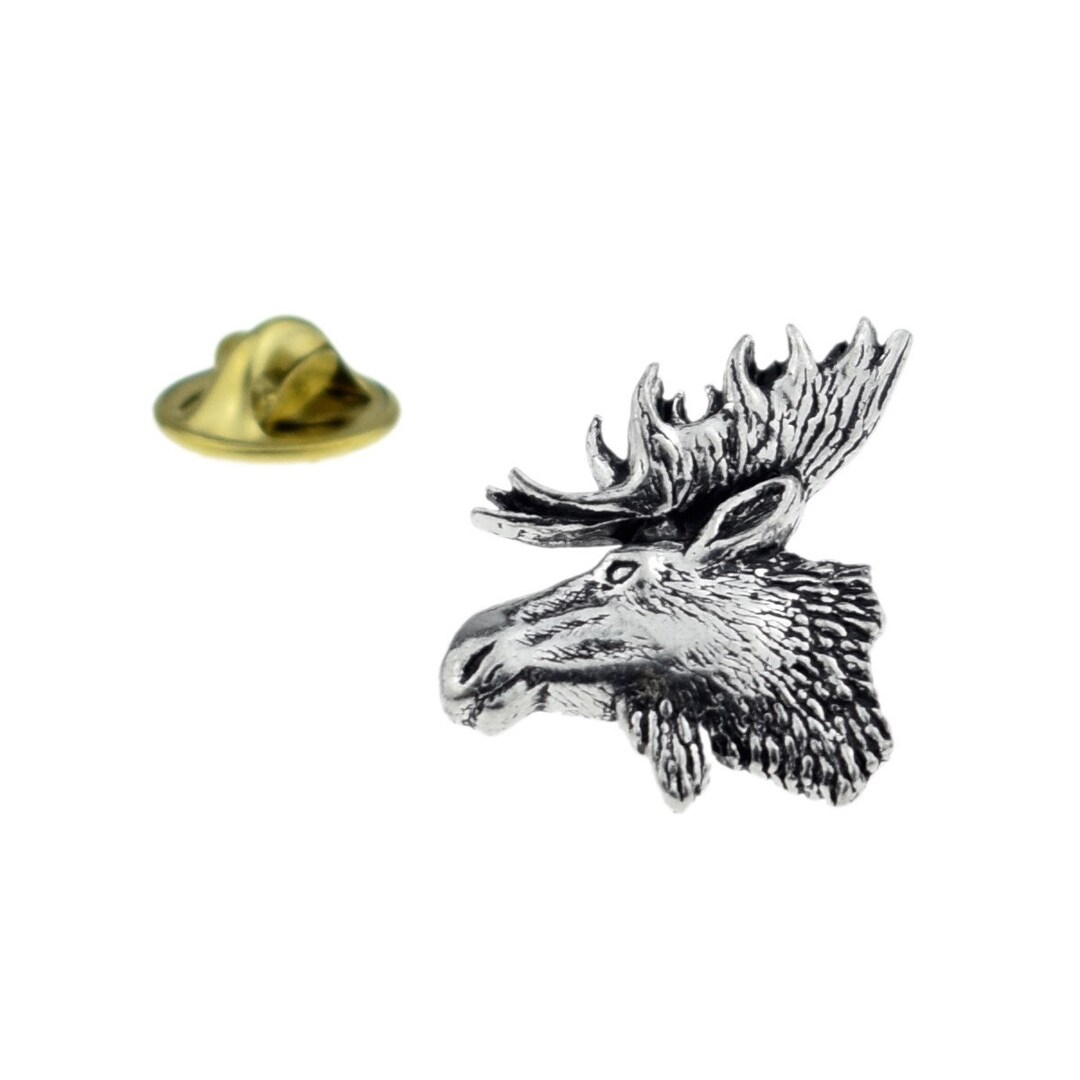Moose Head Pewter Lapel Pin - Etsy