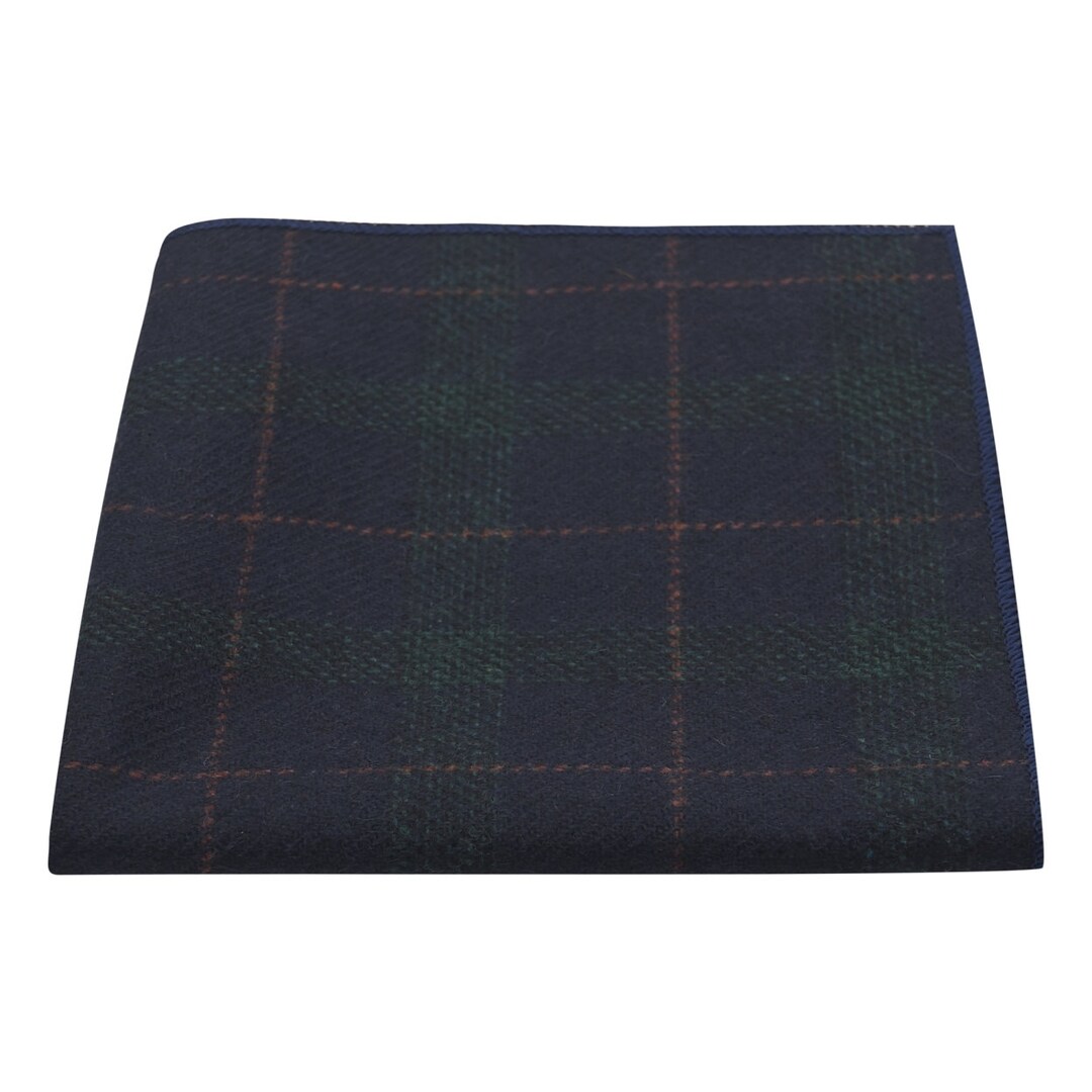 Navy Blue & Dark Green Check Pocket Square / Handkerchief - Etsy