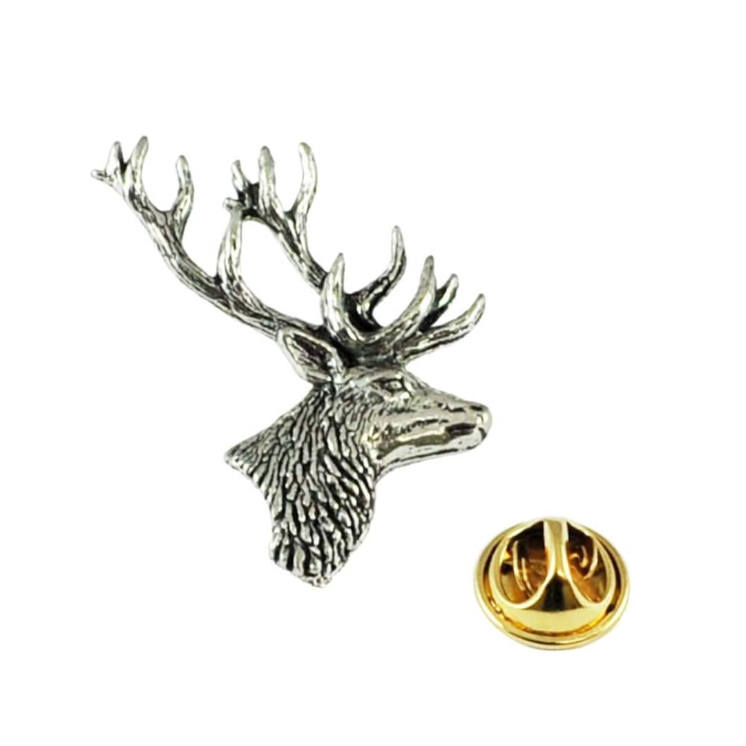 Stags Head Pewter Lapel Pin - Etsy UK