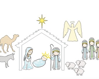 Nativity embroidery | Etsy