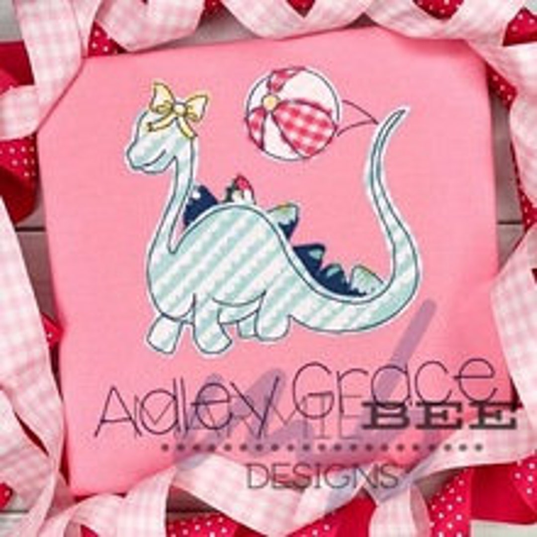 Dino Girl With Beach Ball Simple Applique - Etsy