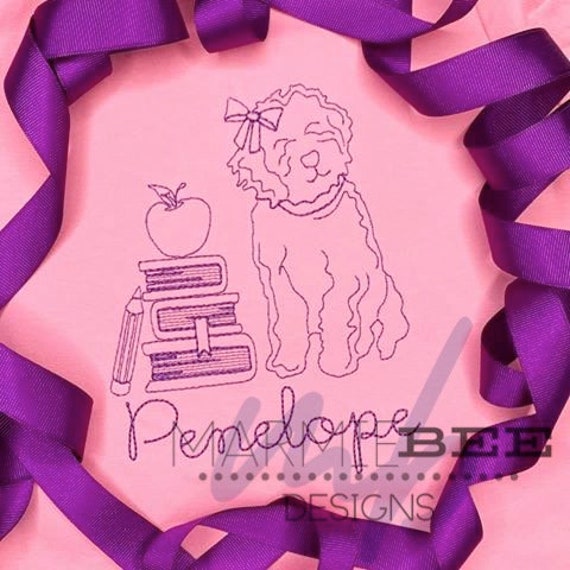 Doodle Girl Back to School One Color Quick Stitch Embroidery | Etsy
