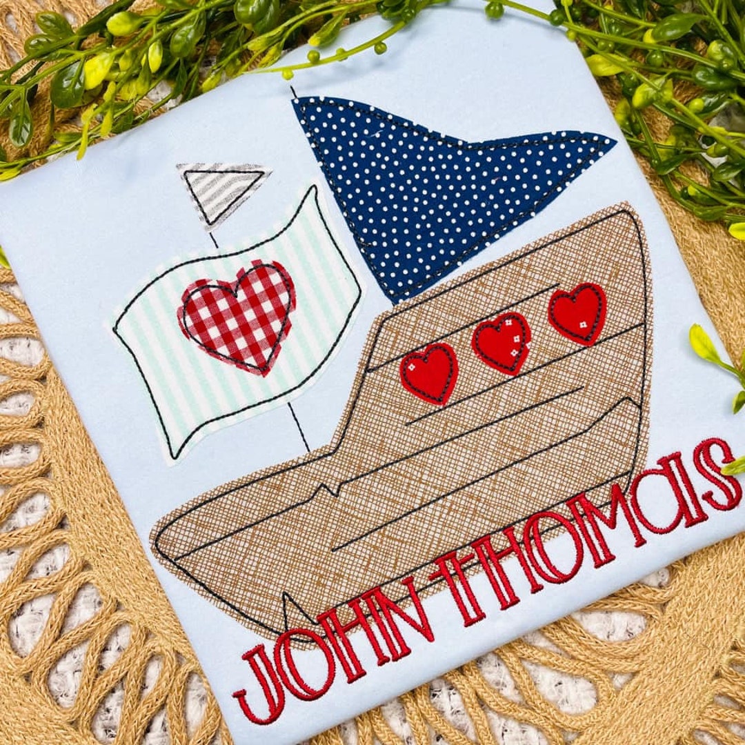 Valentine Pirate Ship Applique - Etsy