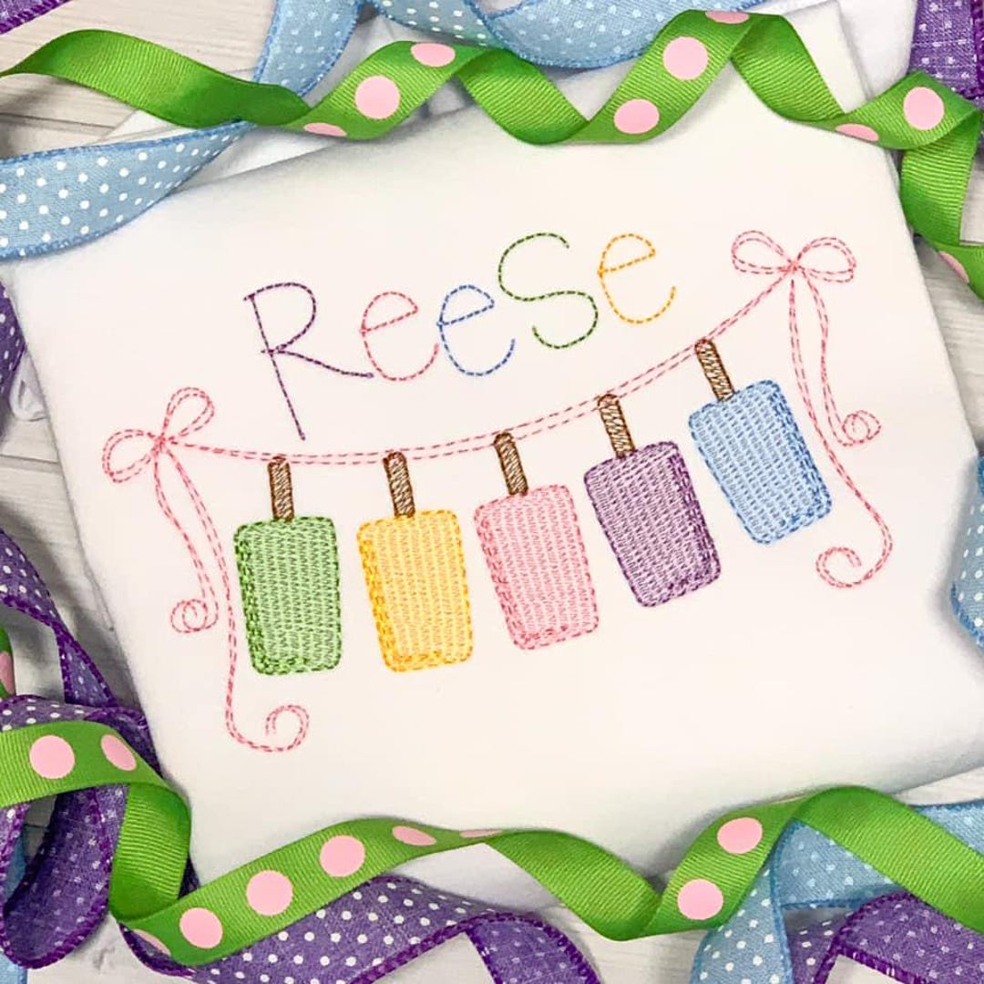 Hanging Popsicle Line With Bows Quick Stitch Embroidery - Etsy