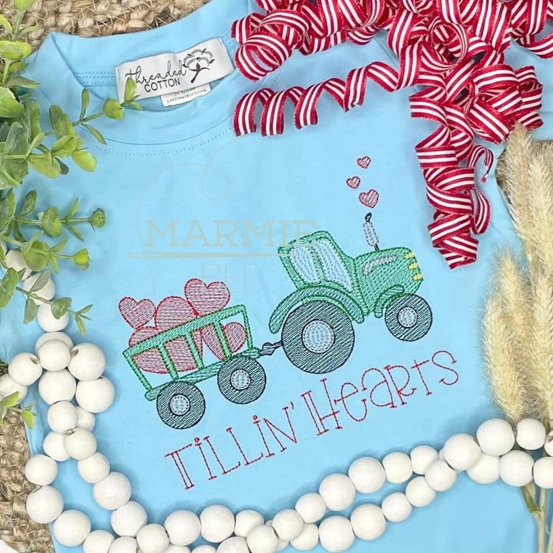Heart Tractor Sketch {includes MINI Design} - Etsy