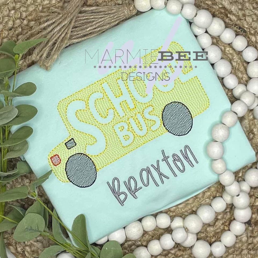 School Bus Labeled Quick Stitch Embroidery - Etsy