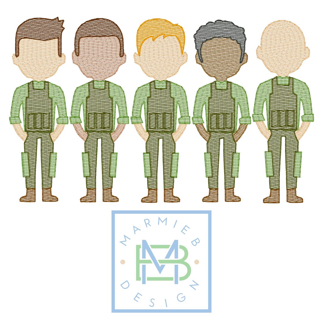 Army Men (build Your Own Family) Quick Stitch Embroidery - Etsy
