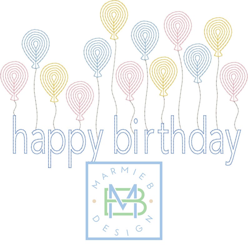 Loopy Happy Birthday With Balloons - Etsy