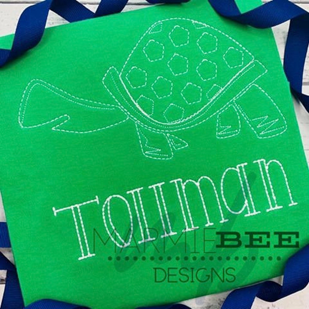 Slow Poke Turtle One Color Quick Stitch Embroidery - Etsy