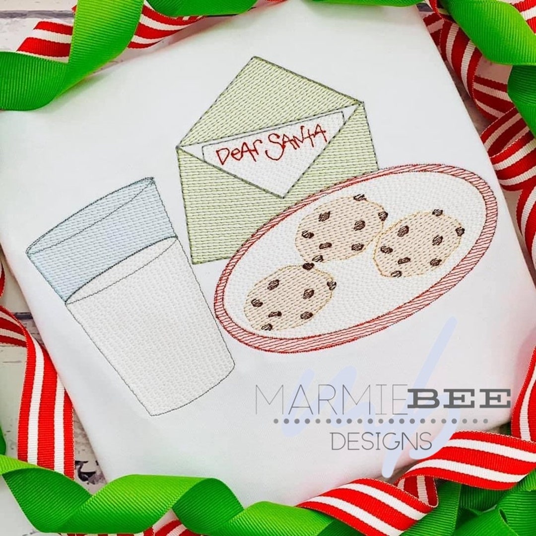 Dear Santa Milk and Cookies Embroidery - Etsy
