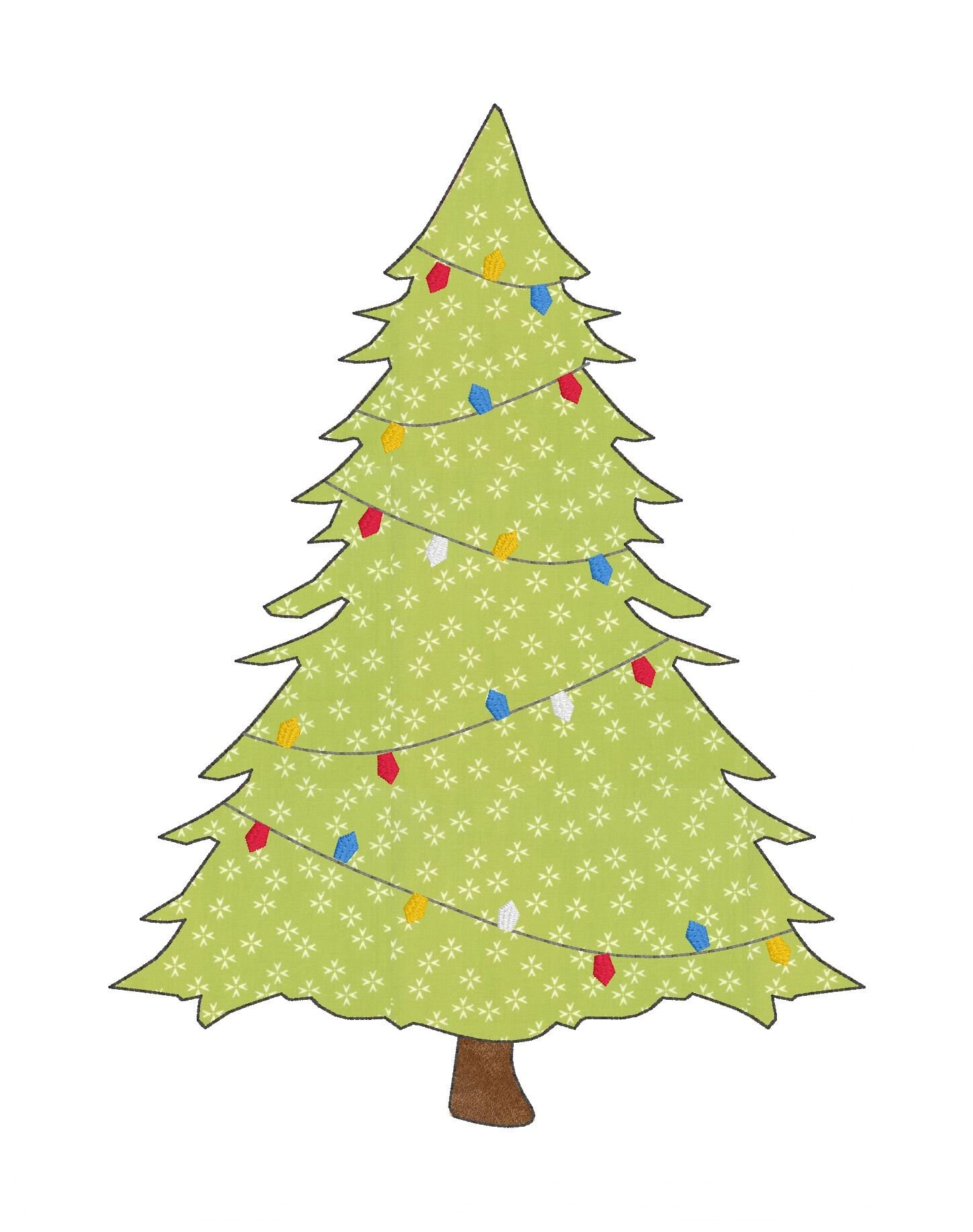 Simple Tree With Lights Applique | Etsy