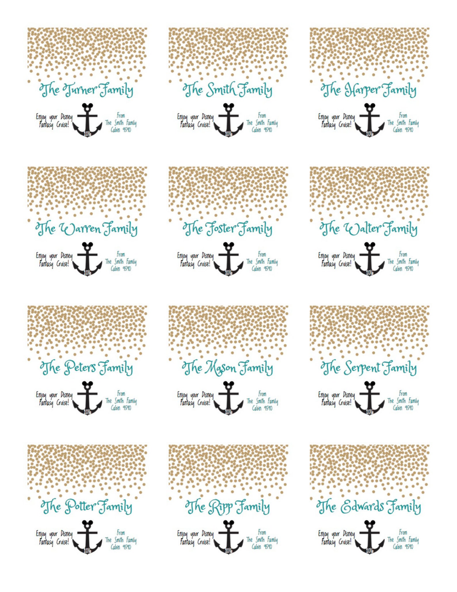 Disney Fish Extender Family Gift Tags Customized Printable | Etsy