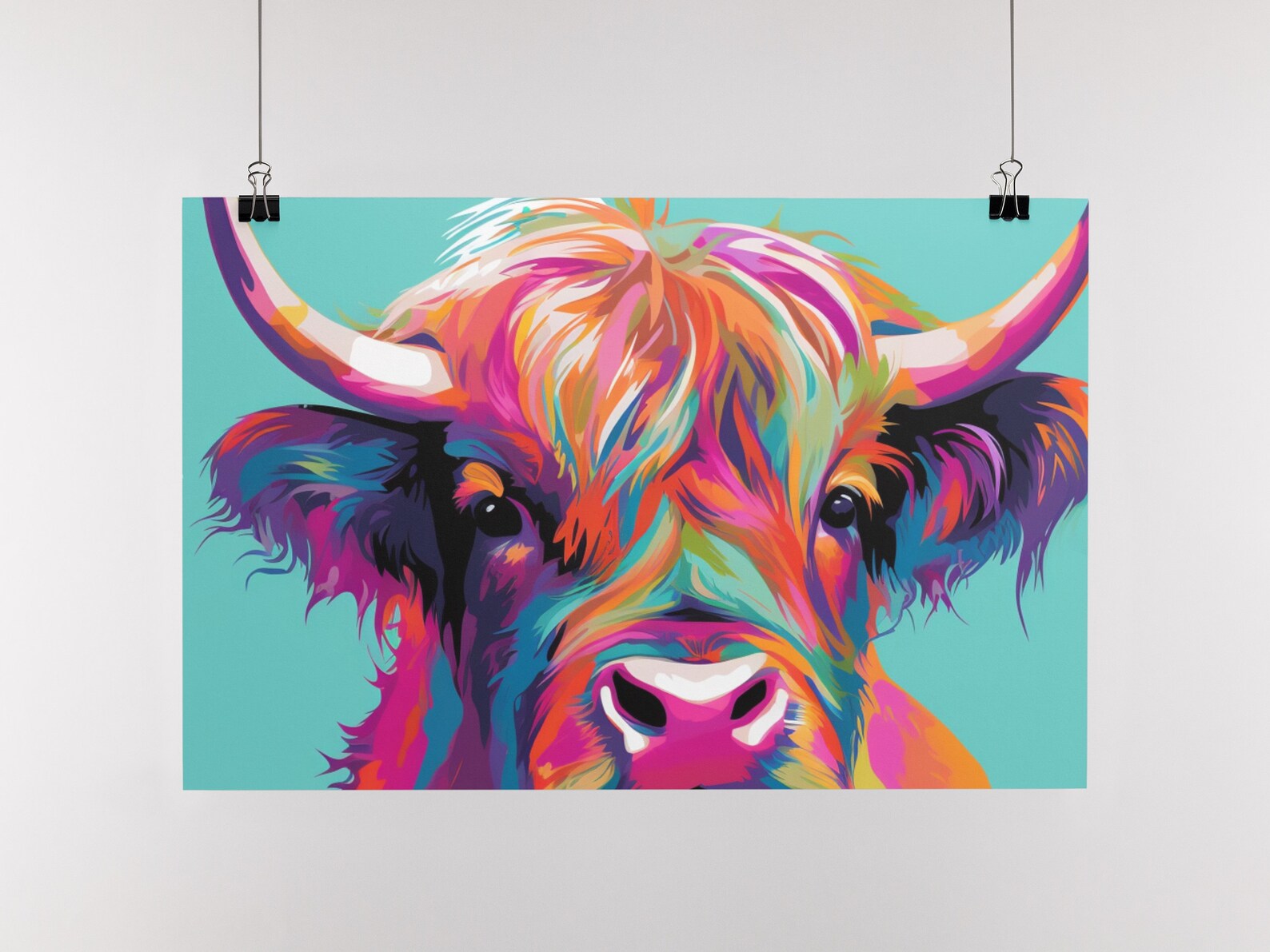 Psychedelic Highland Cow, Wall Art, Living Room Art, Bedroom Art, Home ...