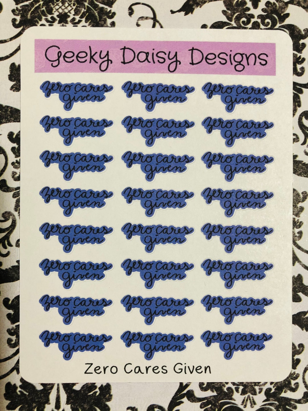 Zero Cares Given Planner Stickers - Etsy