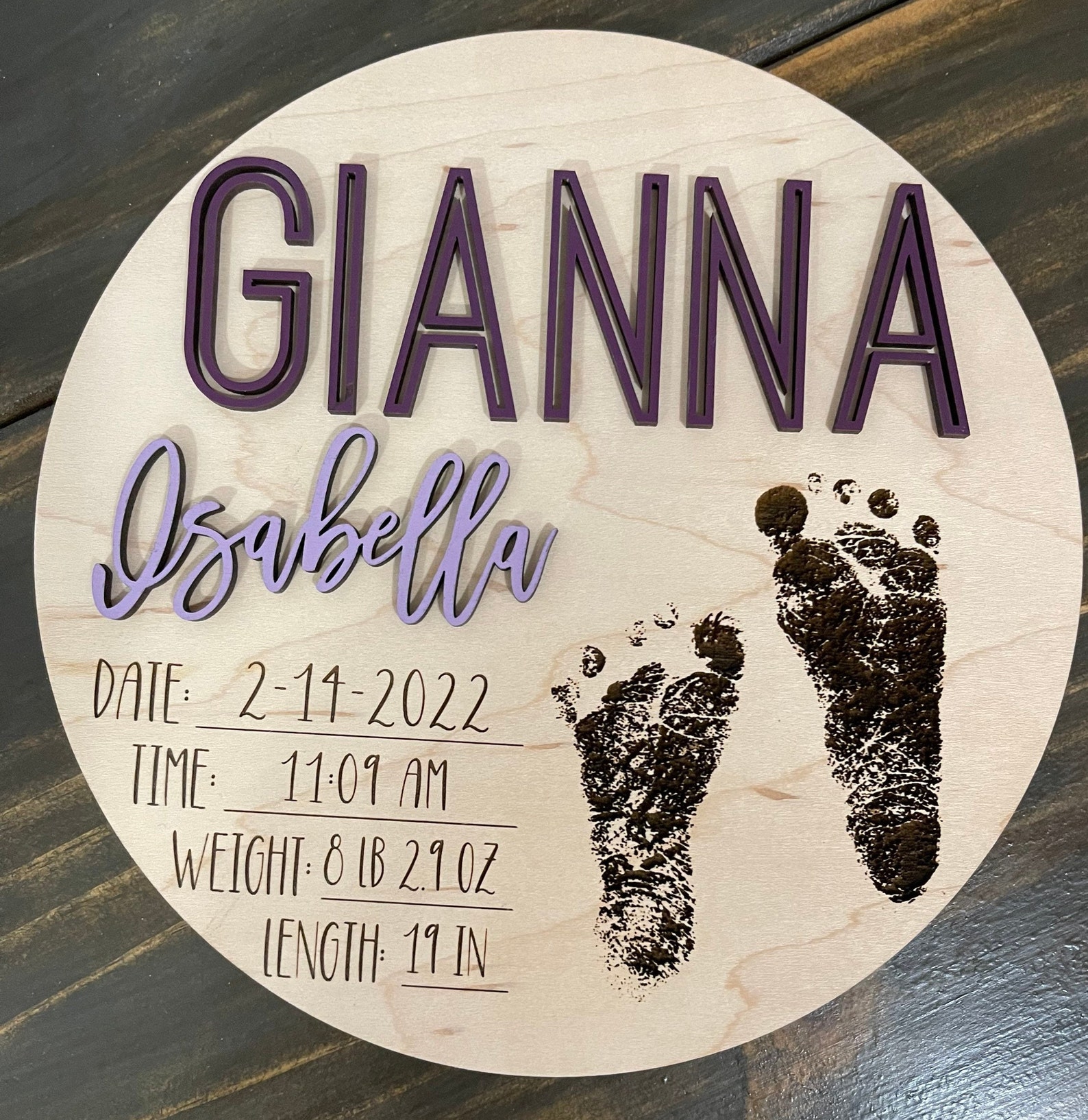 Add on - Footprint / Birth Statistics Engrave - Etsy