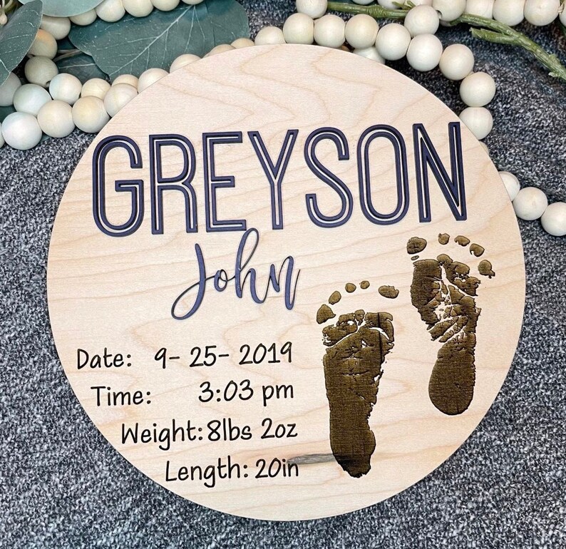Add on Footprint & Birth Statistics Engrave - Etsy