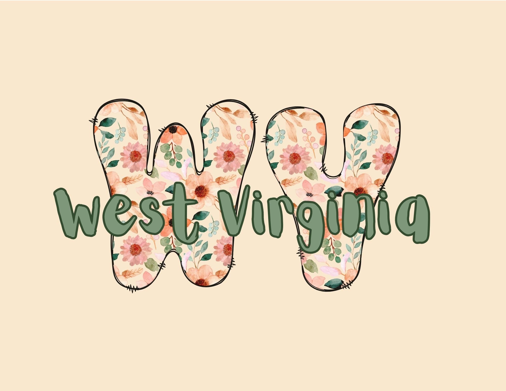 West Virginia, WV Digital Design, West Virginia Image, WV - WV Dtf ...