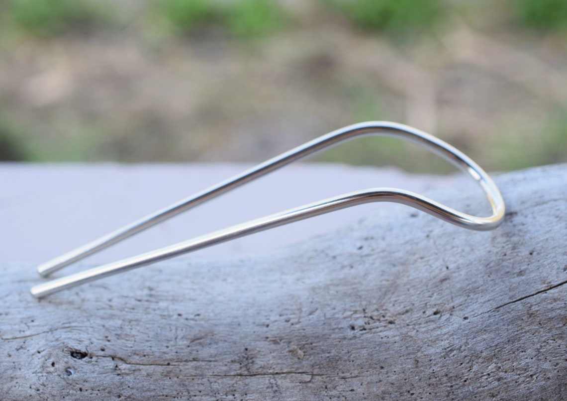 Curved German Silver Hair Pin - Etsy