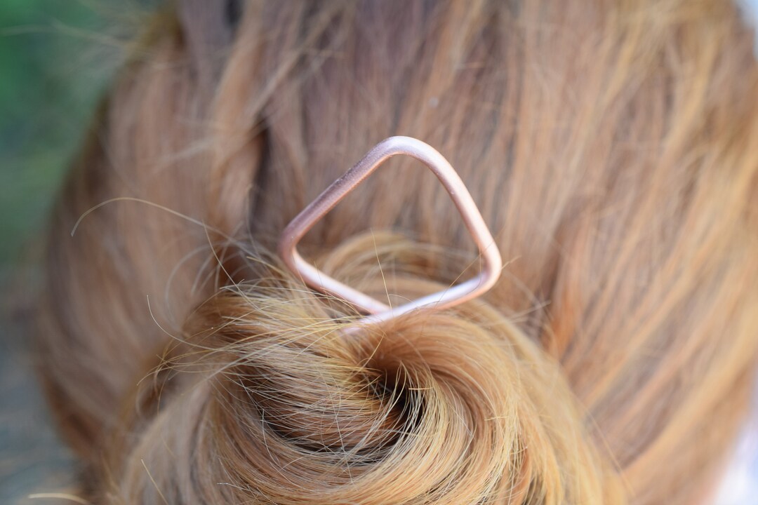 Triangle Copper Hair Pin, Rose Gold Hair Jewelry - Etsy