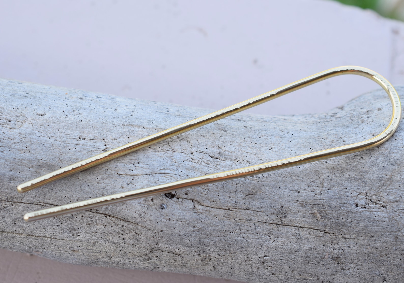 Hammered brass hair pin | Etsy