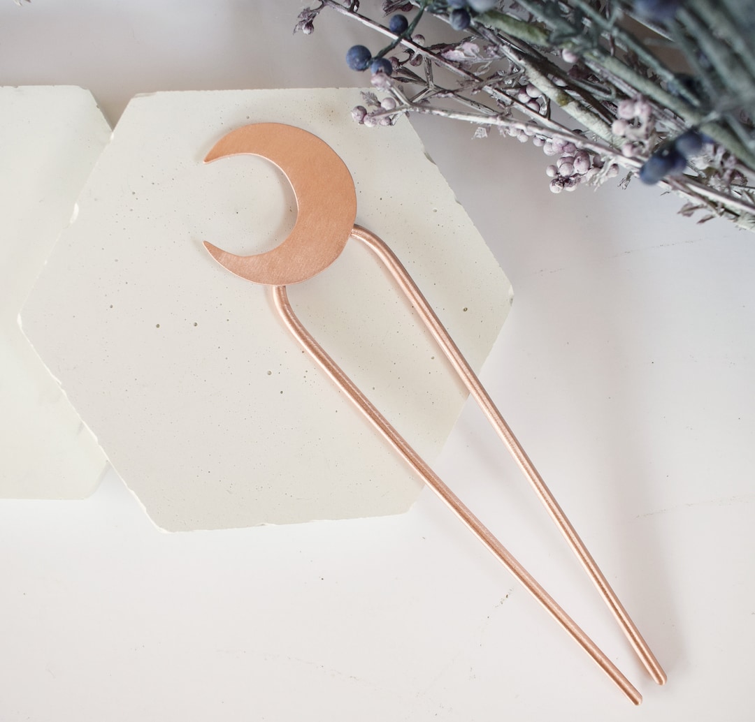 Crescent Moon Copper Hair Pin - Etsy