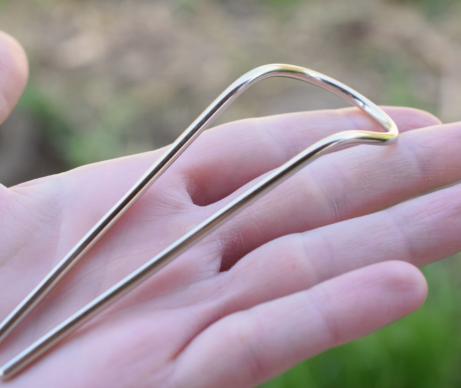 Curved German Silver Hair Pin - Etsy