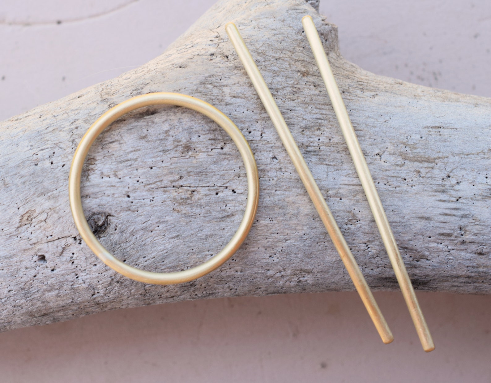 Minimal Brass Circle Hair Barrette With 2 Brass Sticks - Etsy