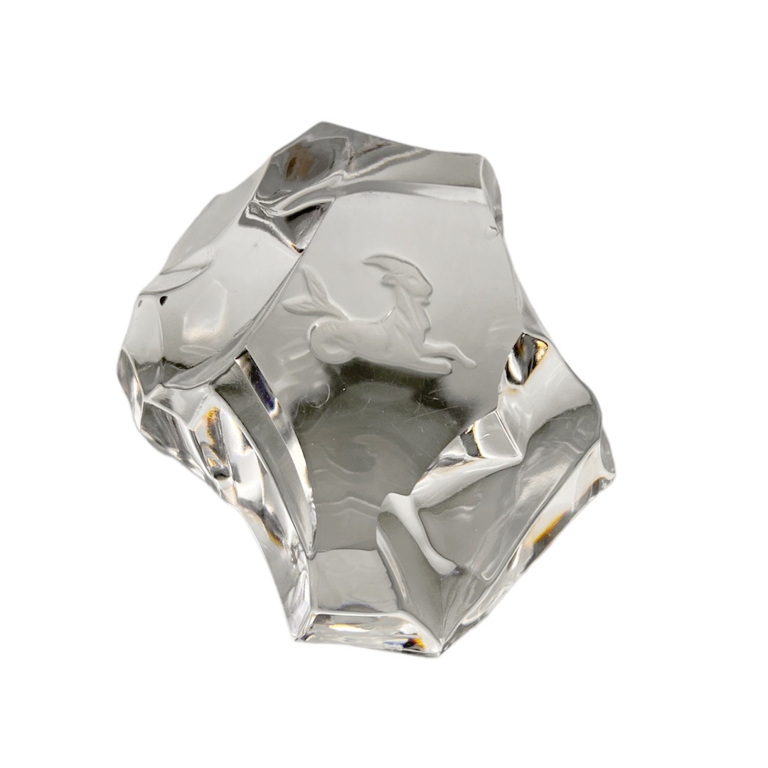 Val St Lambert of Belgium Cut Crystal Rock Paperweight - Capricorn ...