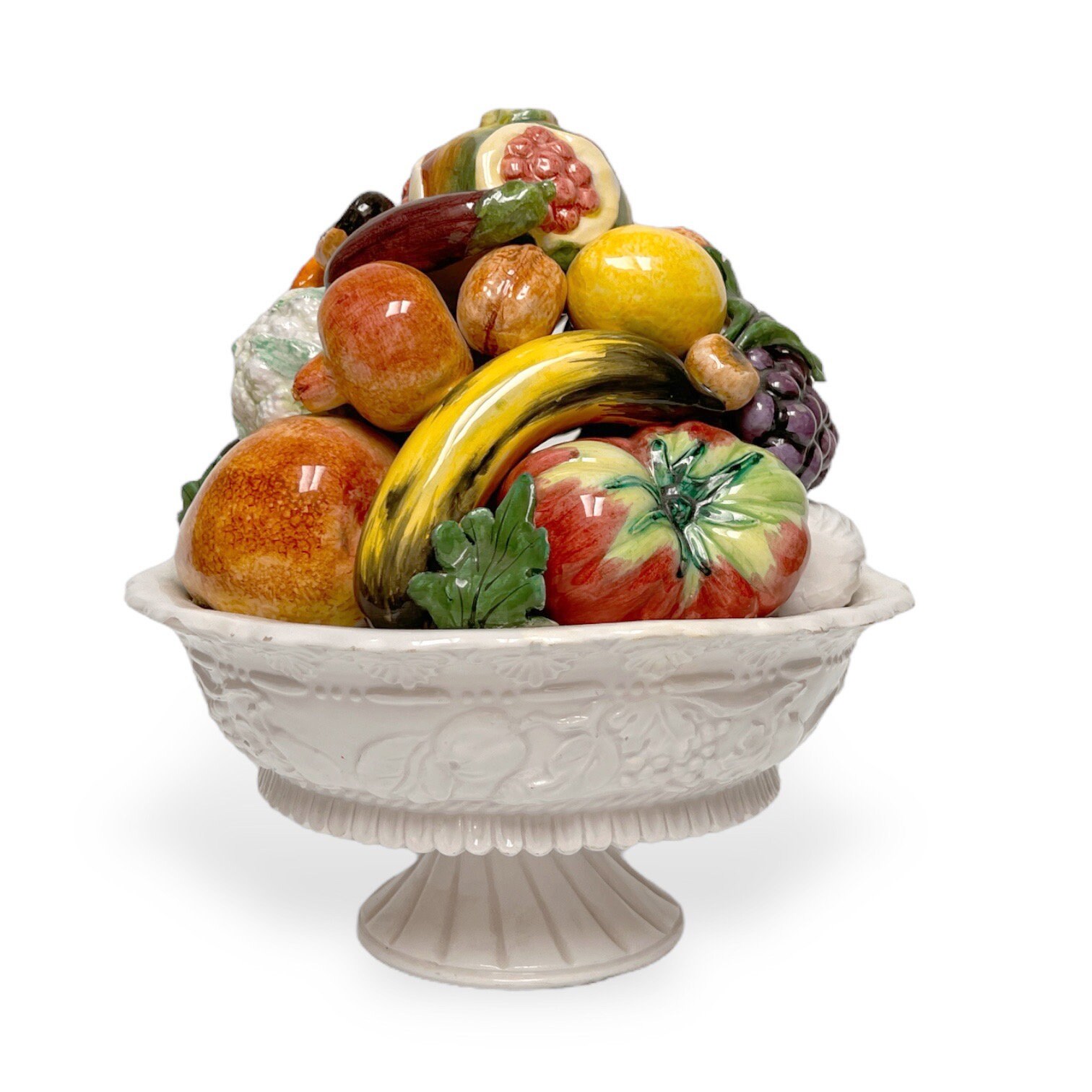 Pair of Capodimonte Ceramic Fruit & Vegetable Footed Topiaries: Italian ...